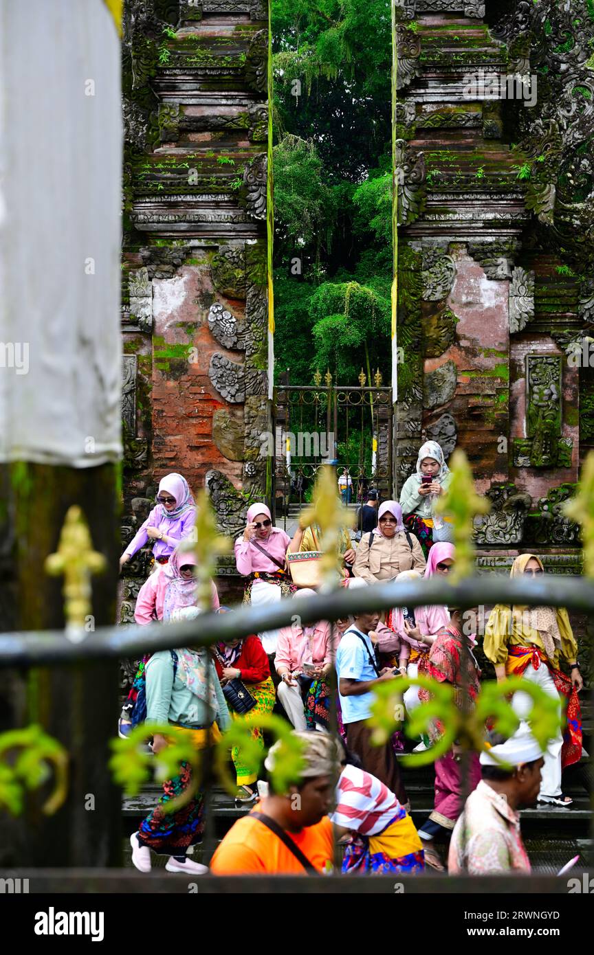 The beautiful Pura Tirta Empul water temple near Ubud, Bali, attracts ...