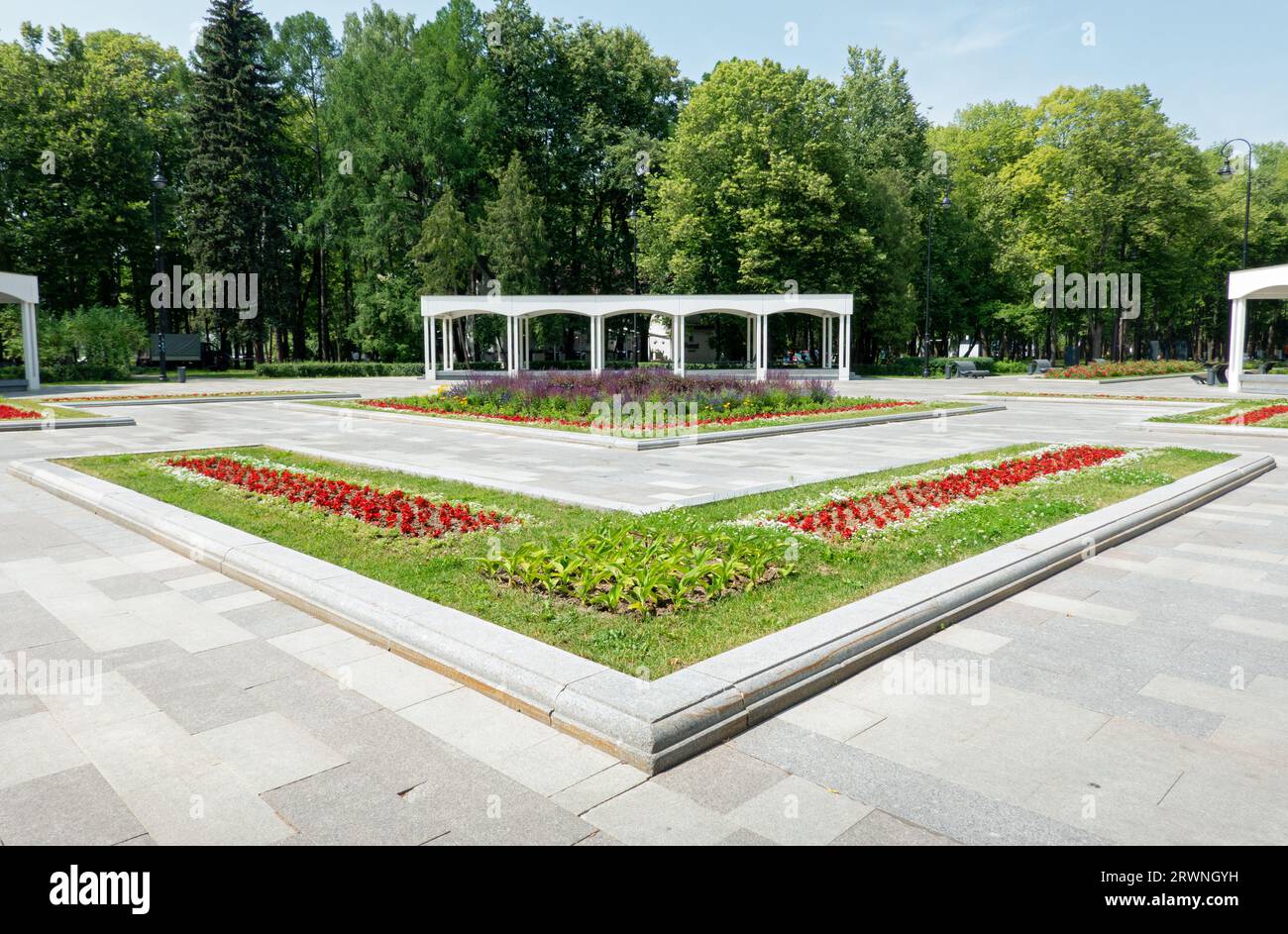 Moscow, Russia - 5 July 2023: Northern Moscow River Station public park ...