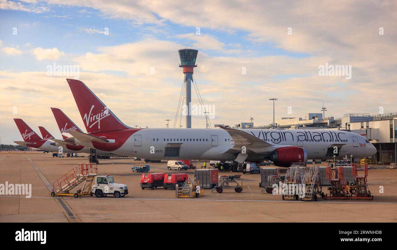 Virgin Atlantic Boeing 787-9 Dreamliner, G-VNYL GVNYL, on a stand at ...