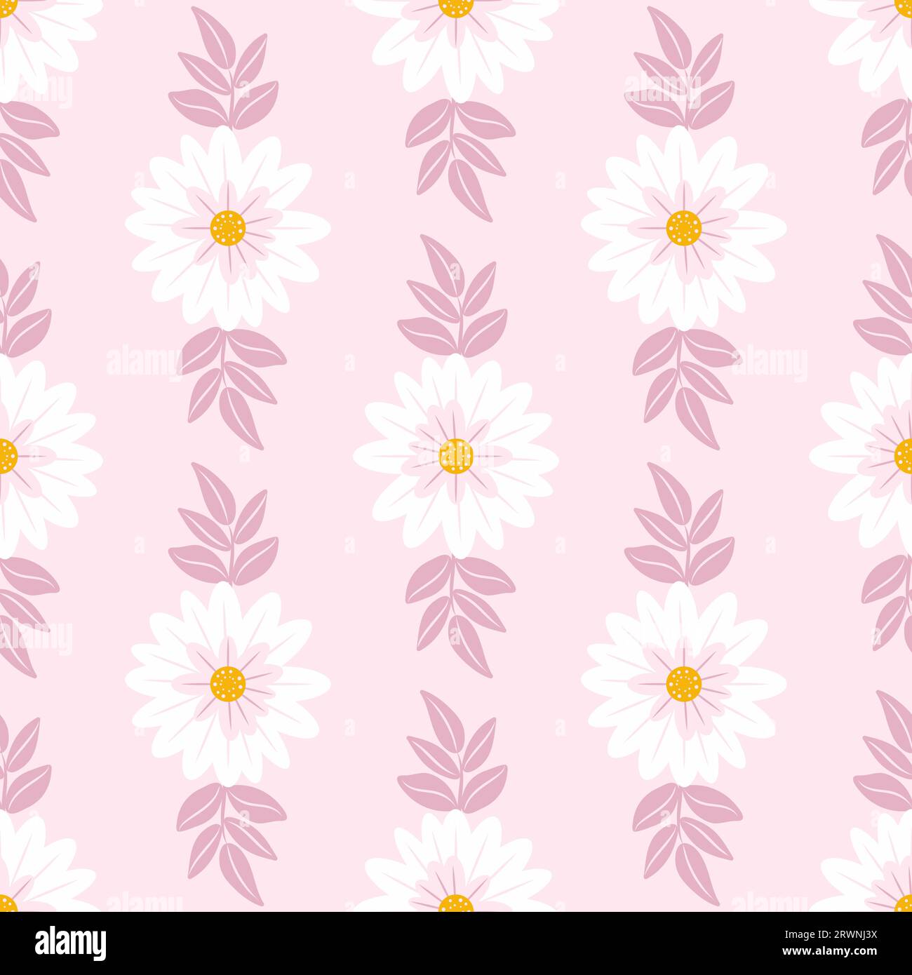 Daisies, chamomile seamless pattern in a minimalist style. Delicate ...