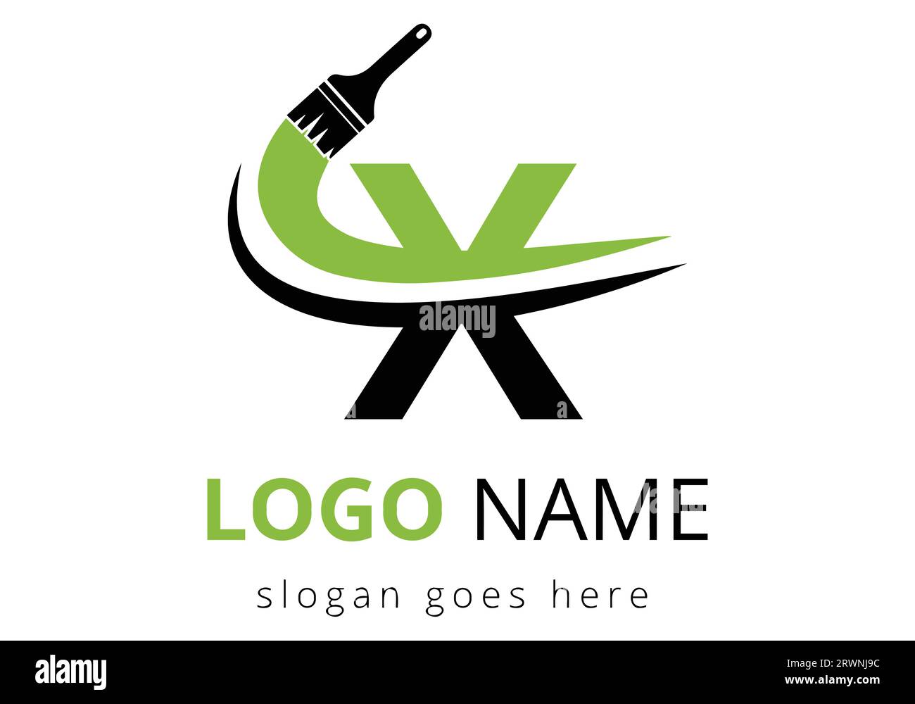 Letter X paint brush logo design template. Initial Paint Sign Concept ...