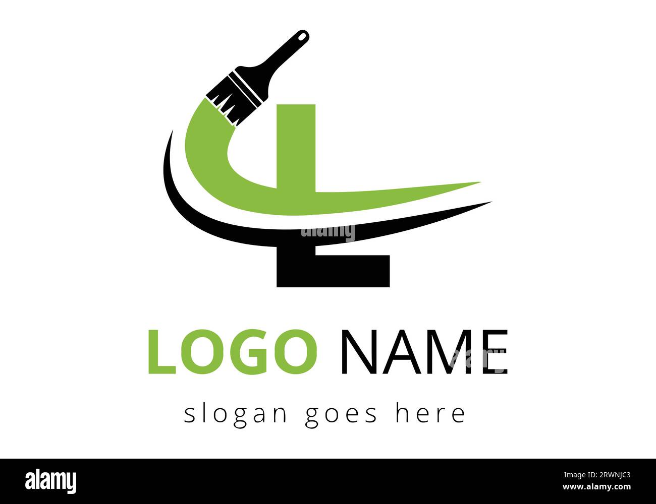 Letter L paint brush logo design template. Initial Paint Sign Concept ...