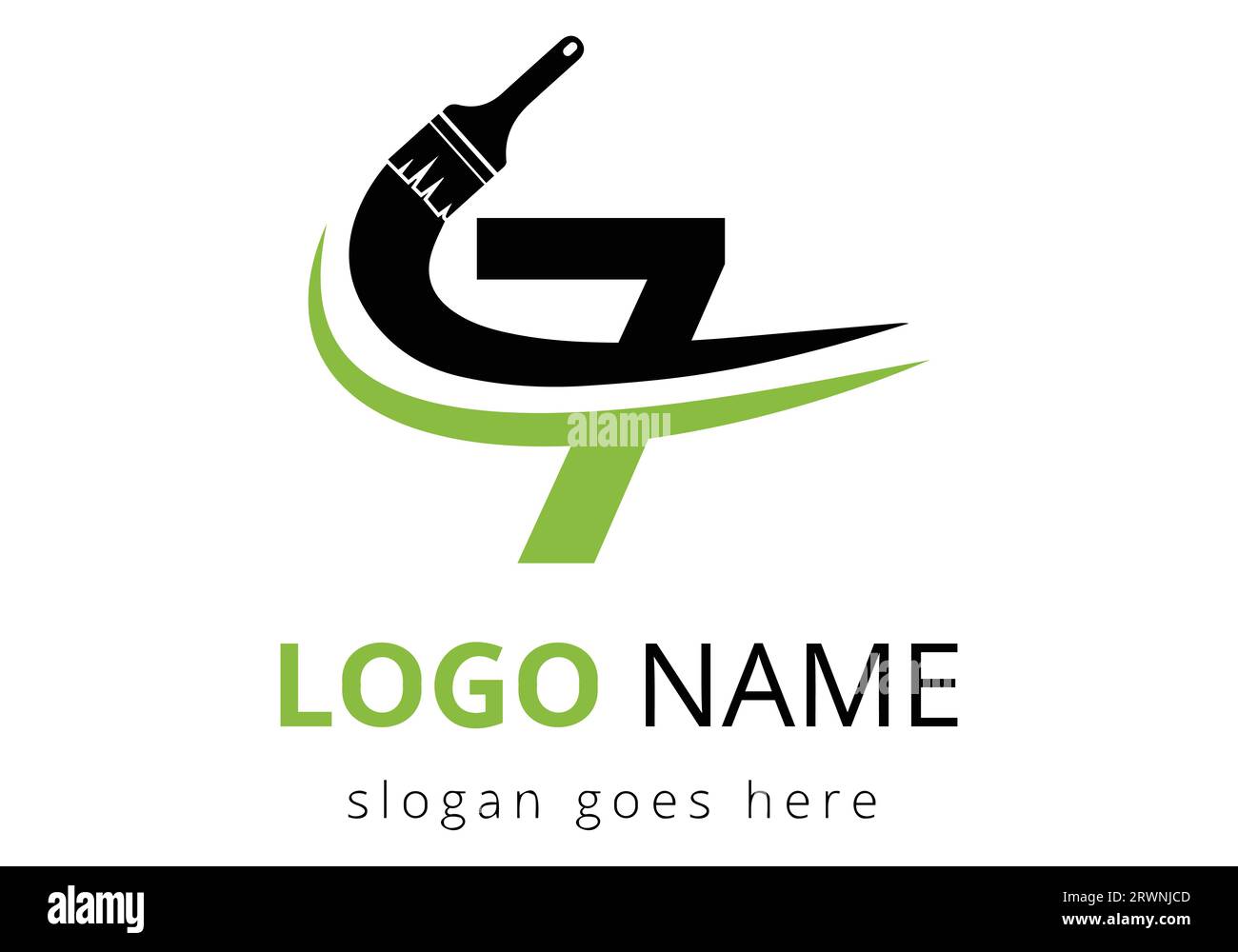 Letter 7 paint brush logo design template. Initial Paint Sign Concept ...