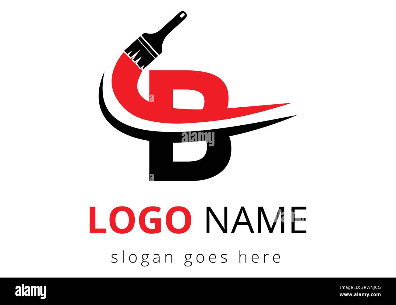 Letter B paint brush logo design template. Initial Paint Sign Concept ...
