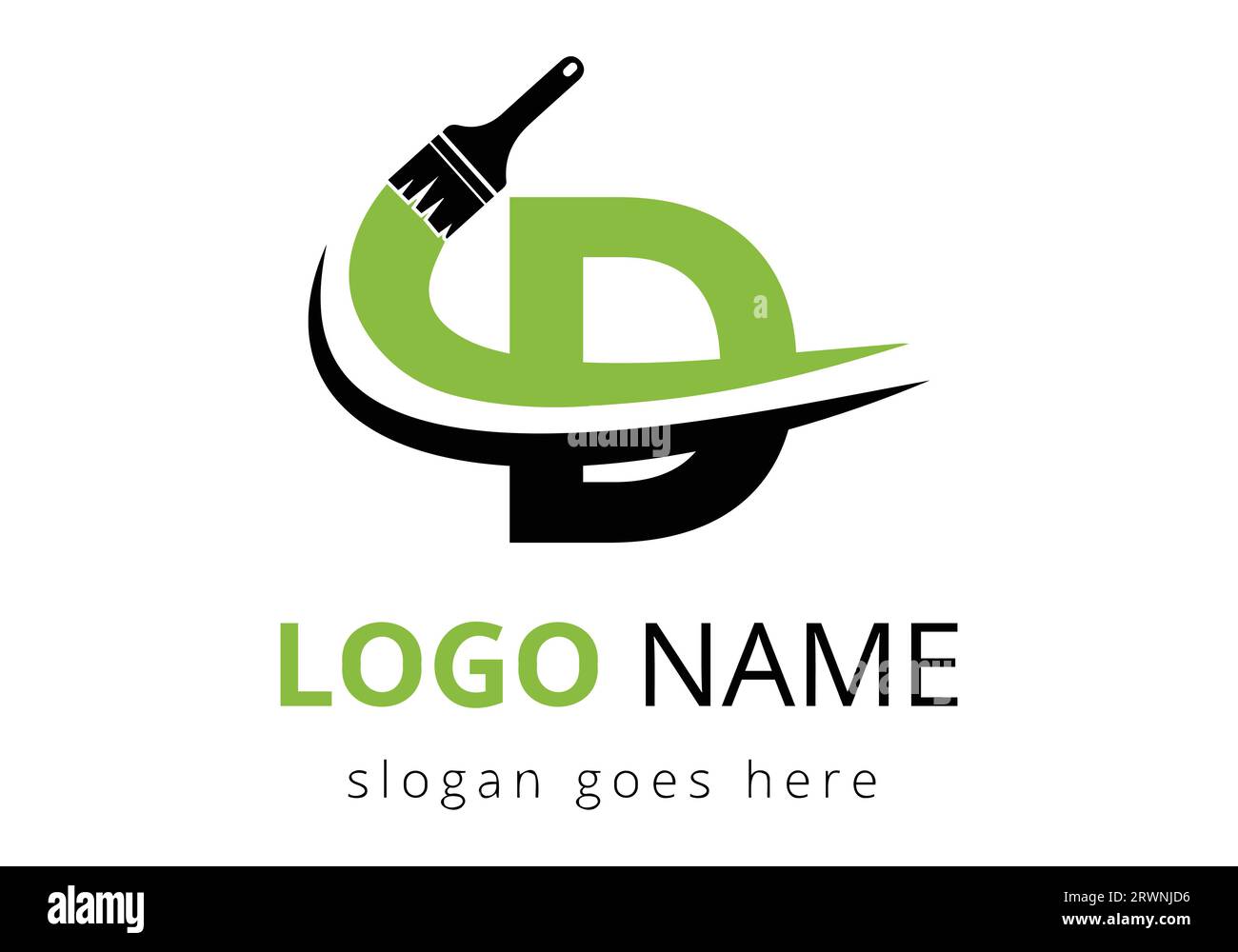 Letter D paint brush logo design template. Initial Paint Sign Concept ...