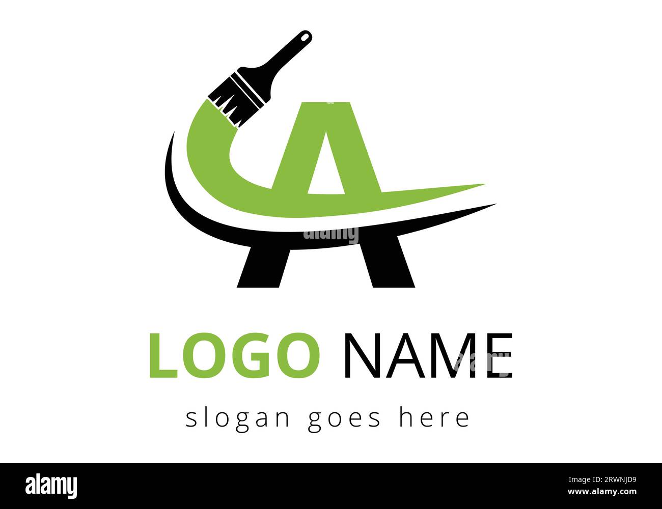 Letter A paint brush logo design template. Initial Paint Sign Concept ...