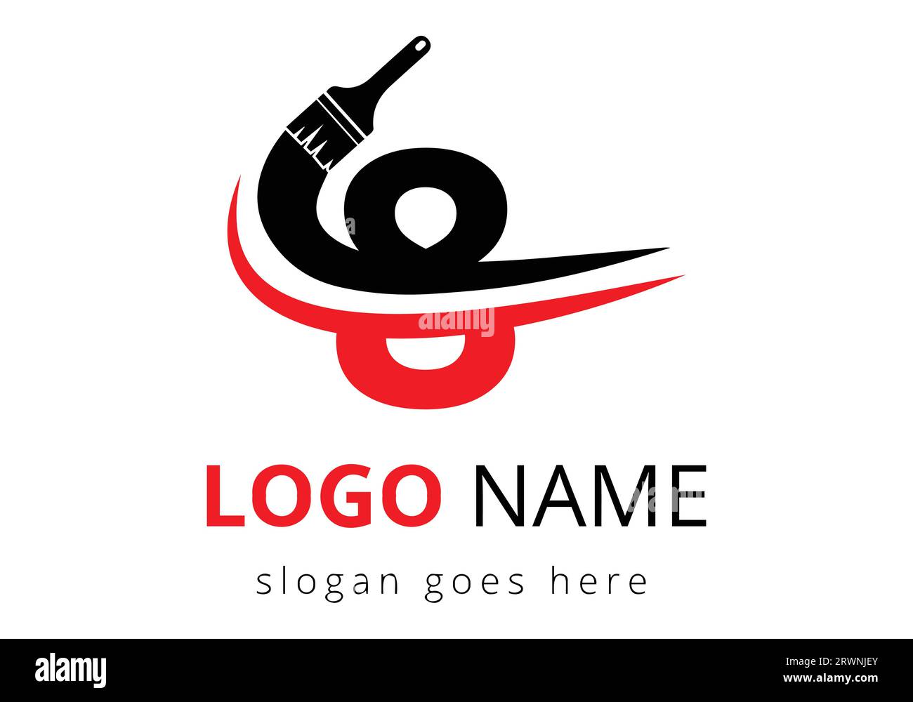 Letter 8 paint brush logo design template. Initial Paint Sign Concept ...