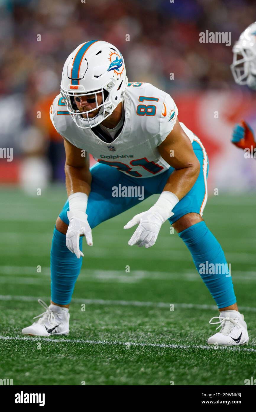 Miami Dolphins tight end Durham Smythe (81) anchors the line during the ...
