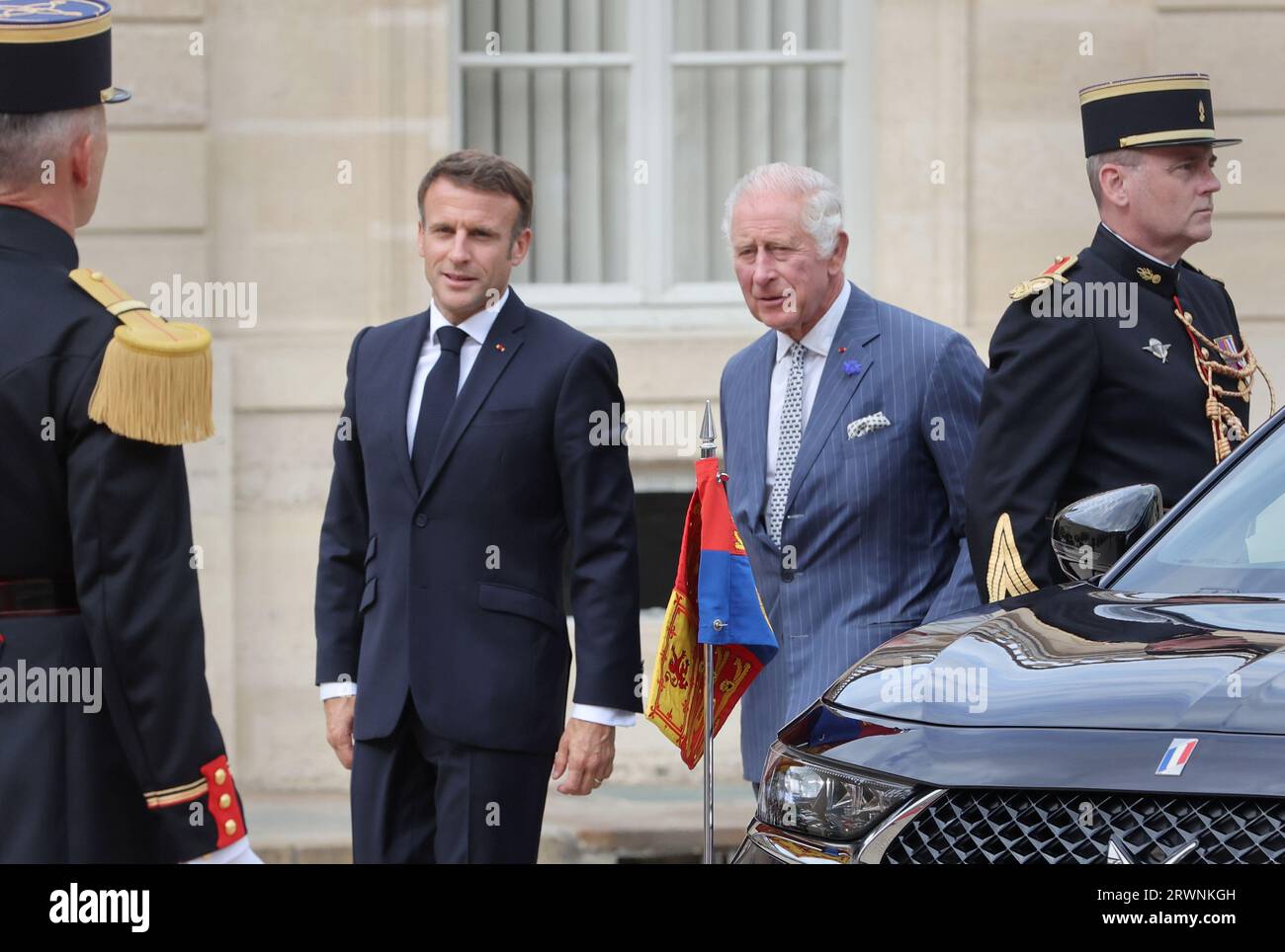Paris, France. 20th Sep, 2023. British King Charles III arrives with ...