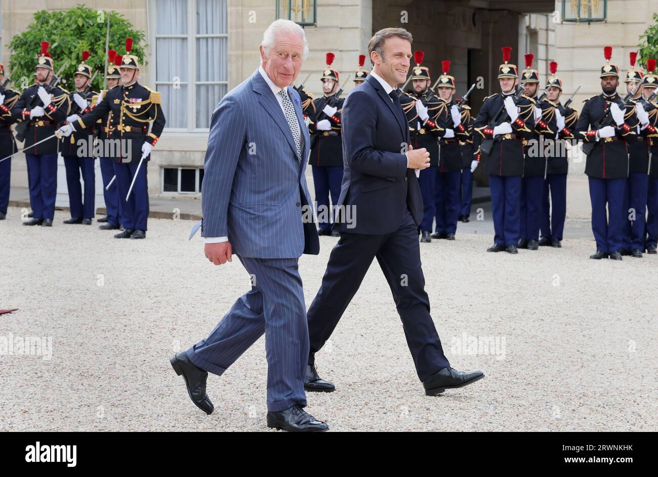 Paris, France. 20th Sep, 2023. British King Charles III (L) and French ...