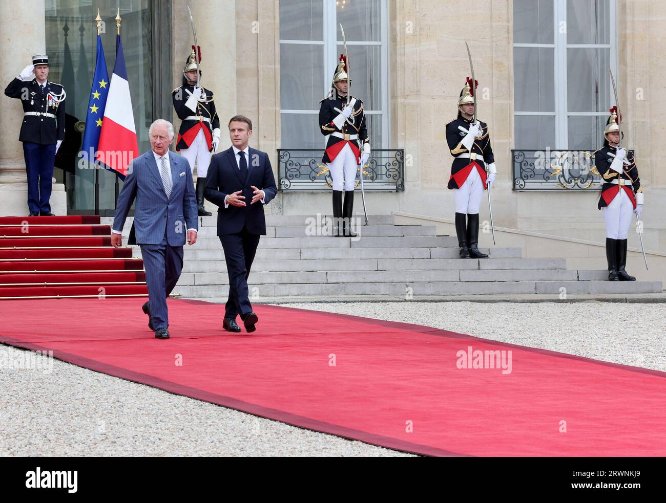 Paris, France. 20th Sep, 2023. British King Charles III (L) and French ...