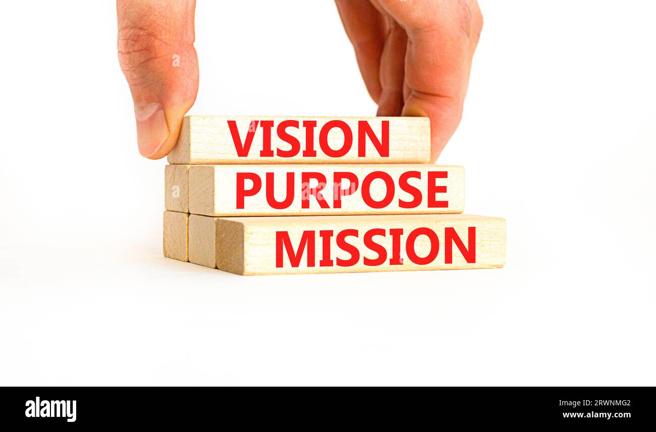 Vision Purpose Mission Symbol Concept Word Vision Purpose Mission On Beautiful Block Beautiful