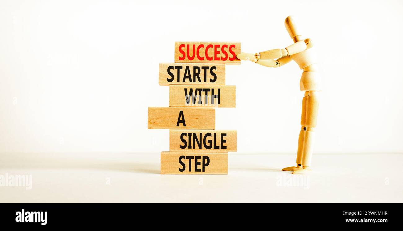 Success symbol. Concept words Success starts with a single step on ...