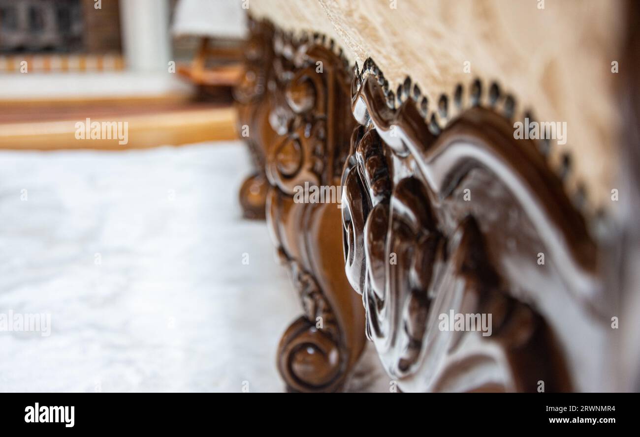 Luxurious classic handmade furniture. Wood carving handmade Stock Photo ...