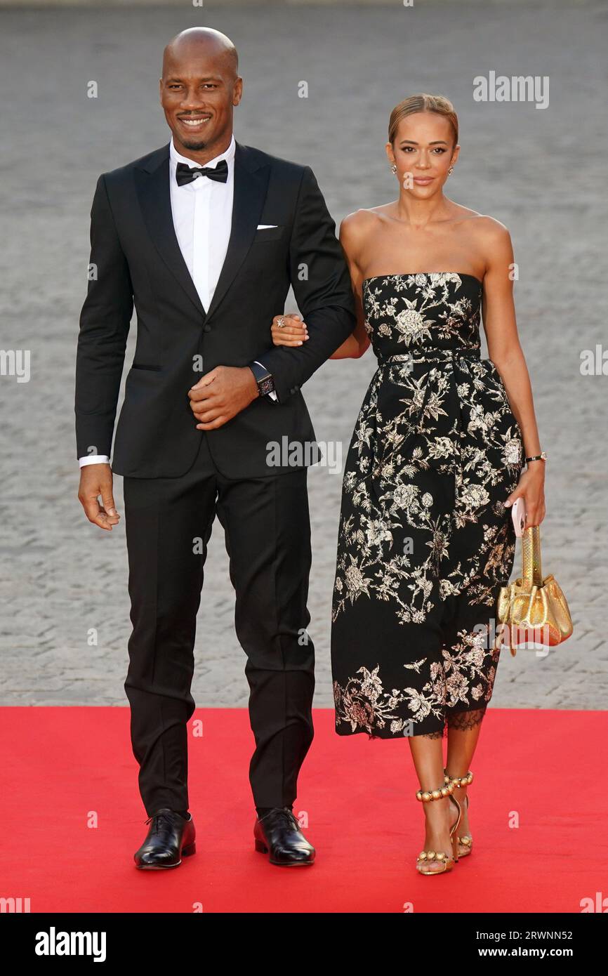 Didier Drogba and Gabrielle Lemaire attending the State Banquet at the ...