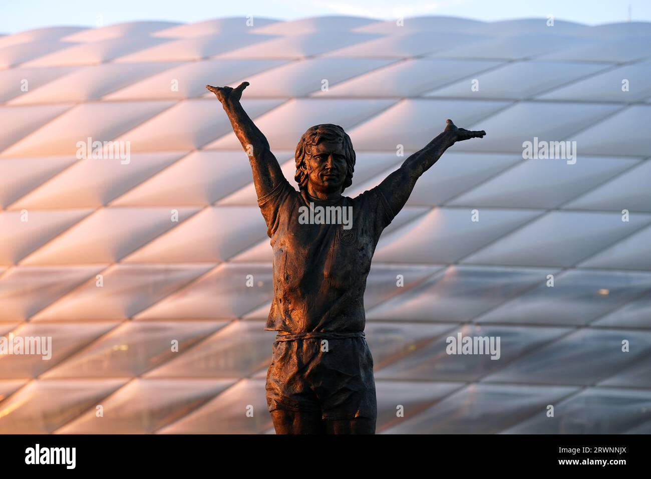 General view of the Gerd Muller statue outside the stadium ahead of the ...