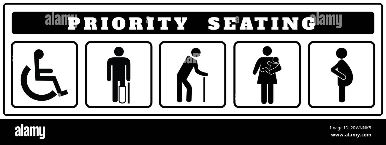 priority seating icons for Sticker, Disable, passenger elderly ...