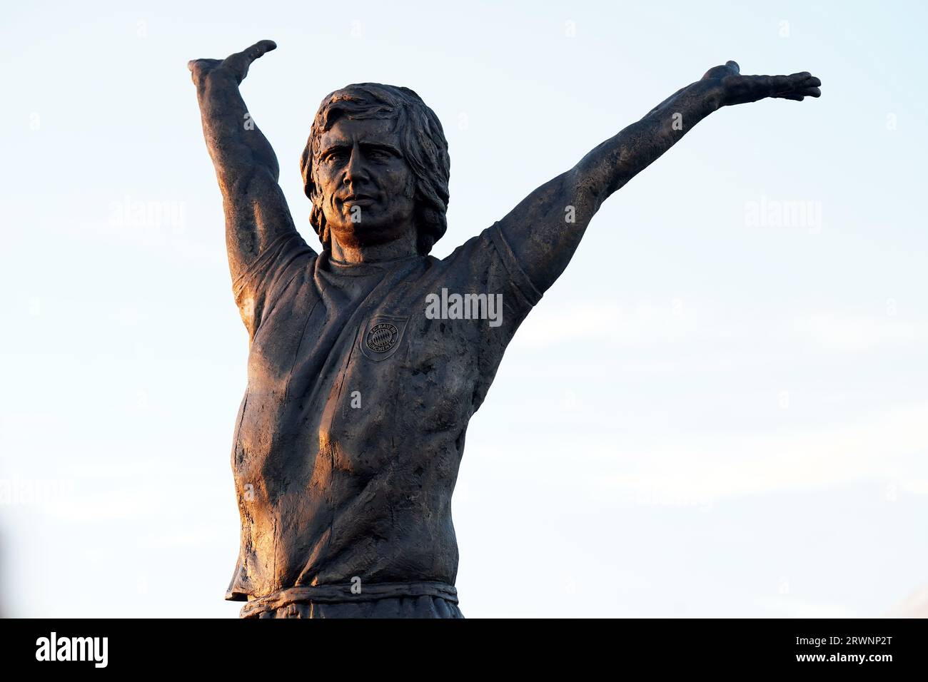 The Gerd Muller statue outside the stadium ahead of the UEFA Champions ...
