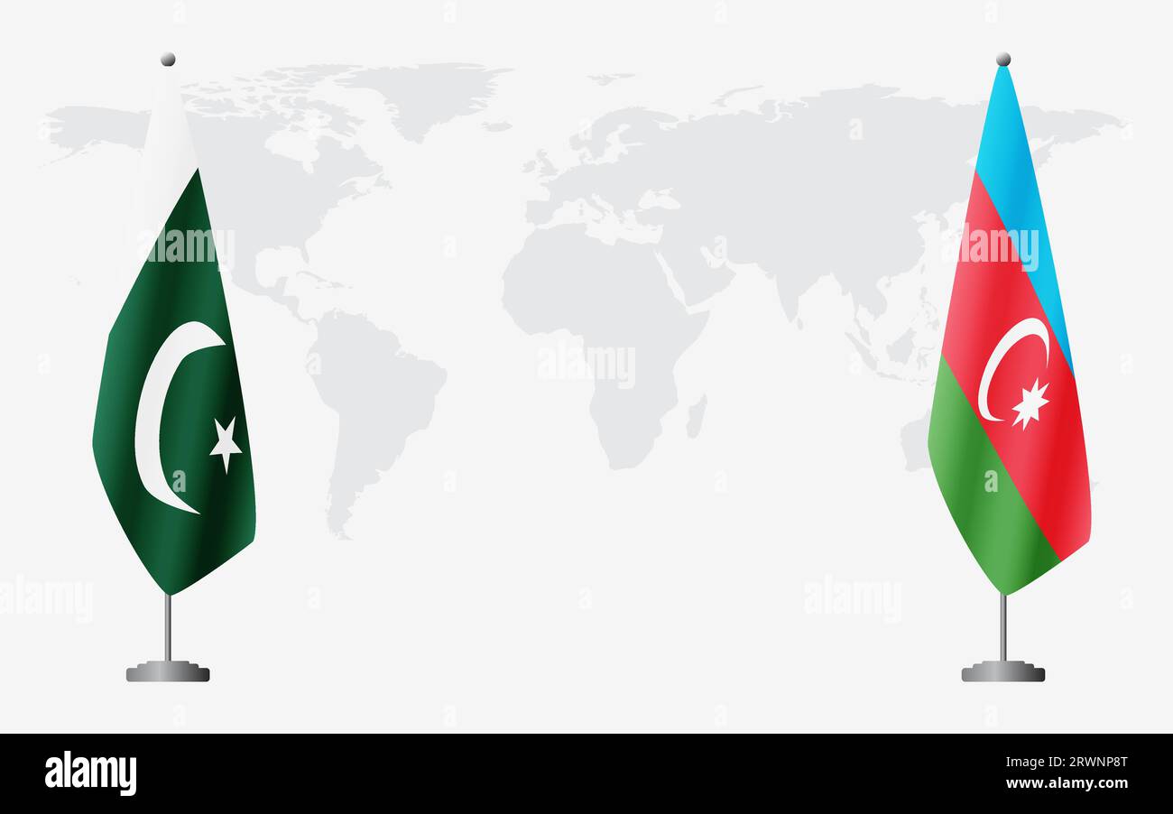 Pakistan and Azerbaijan flags for official meeting against background ...