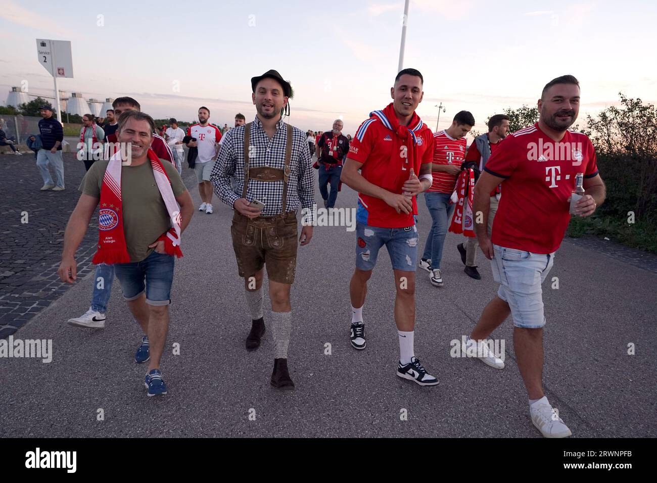 Bayern Munich fans ahead of the UEFA Champions League Group A match at ...