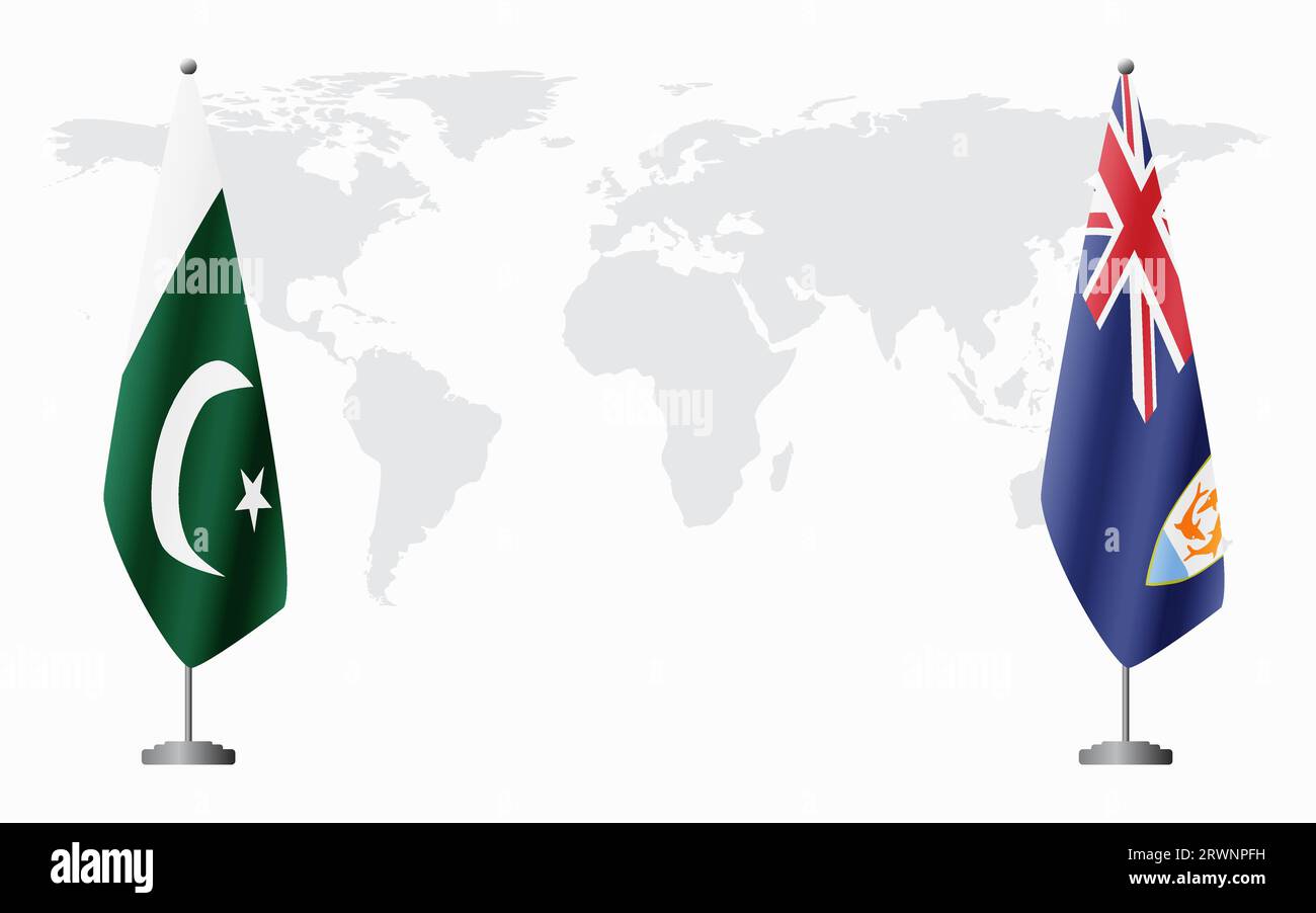 Pakistan and Anguilla flags for official meeting against background of ...