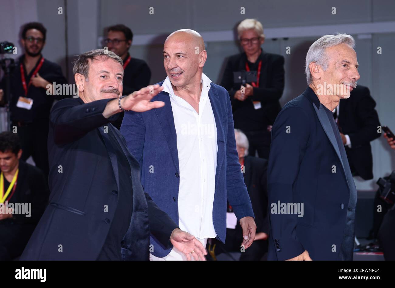 VENICE, ITALY - SEPTEMBER 03: Giacomo Poretti, Aldo Baglio and Giovanni ...