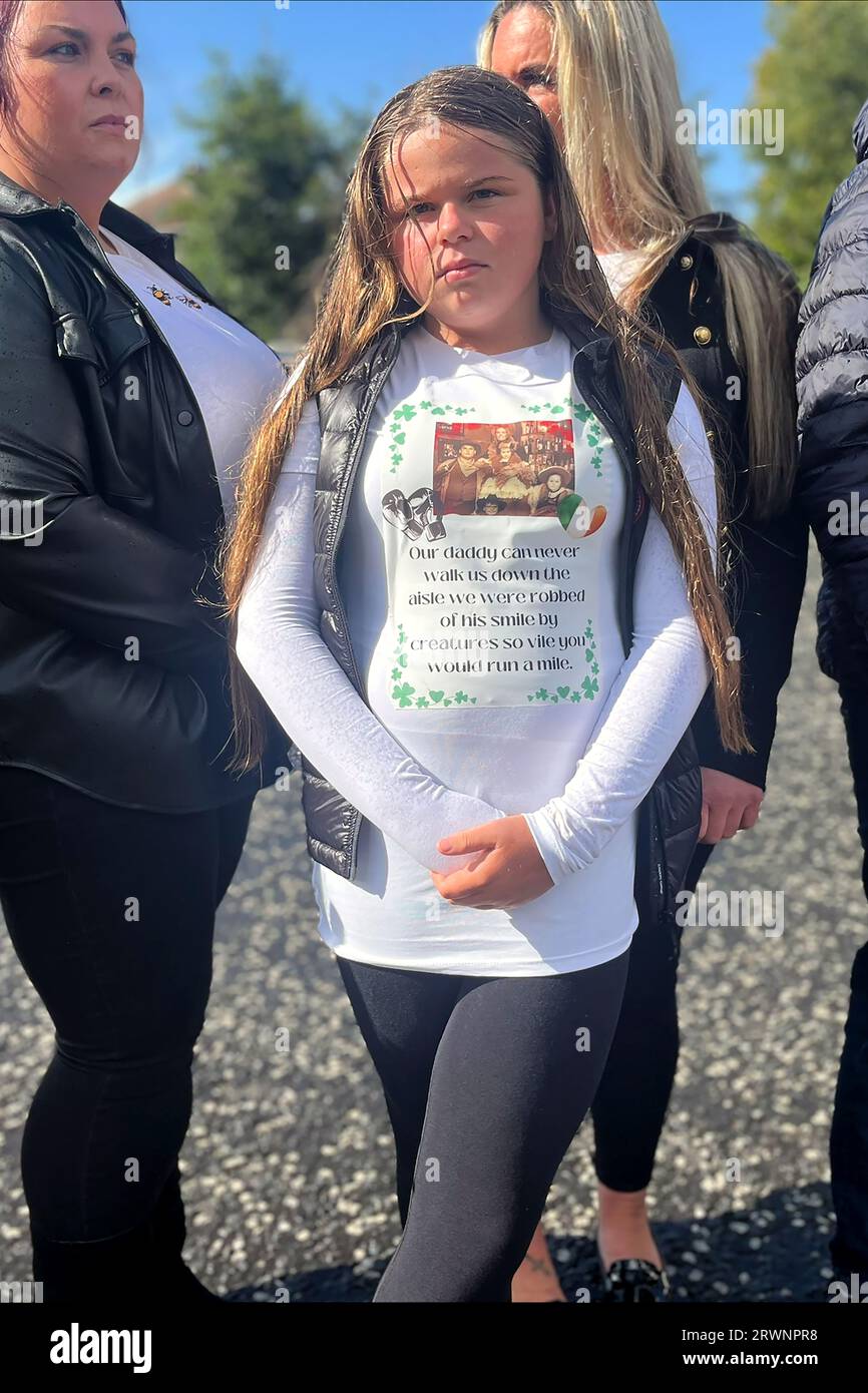 Leonie Ward daughter of Patrick Ward outside Dungannon Court House, Co ...
