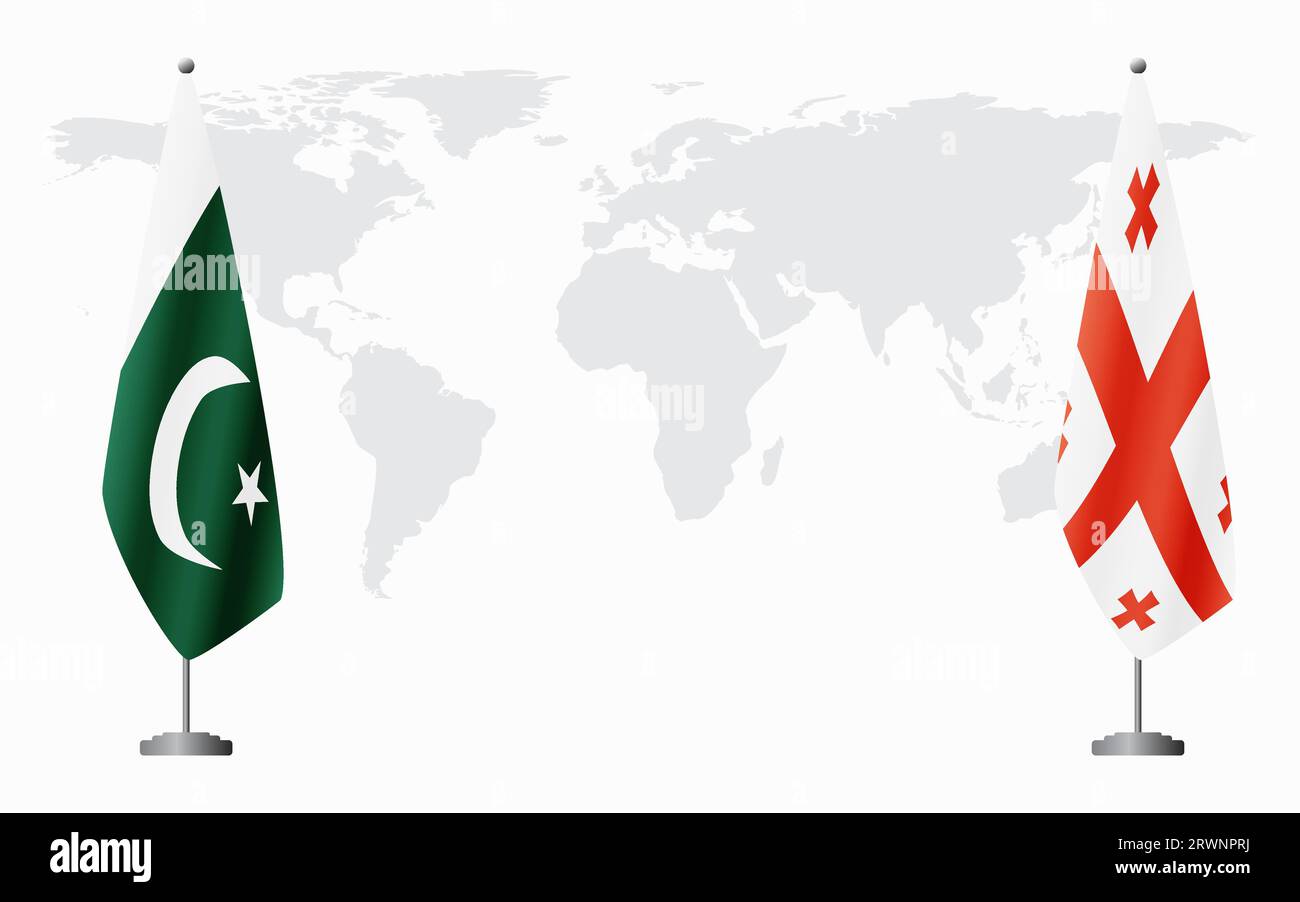 Pakistan and Georgia flags for official meeting against background of ...