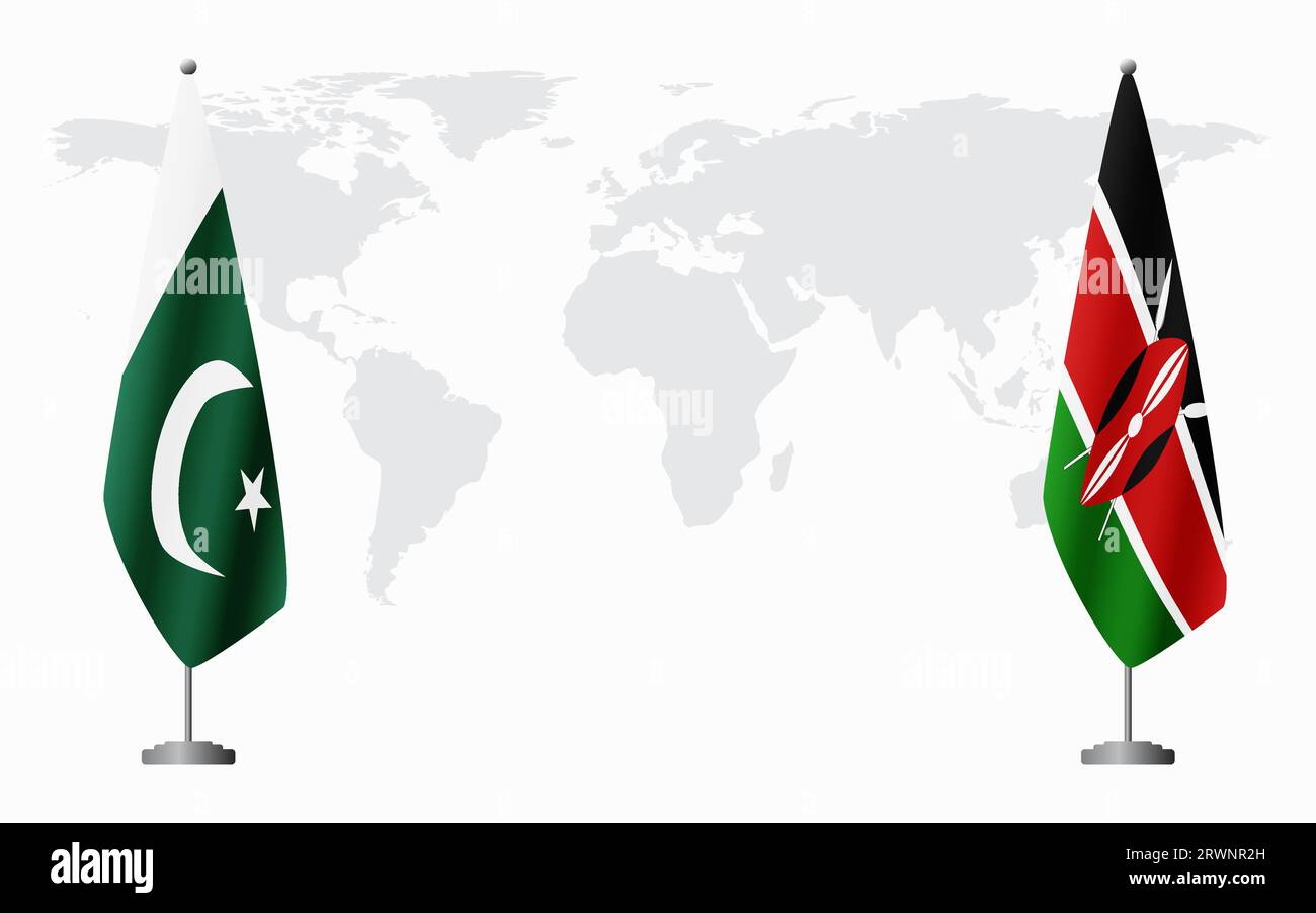 Pakistan and Kenya flags for official meeting against background of ...