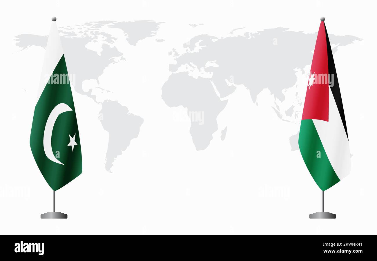 Pakistan and Jordan flags for official meeting against background of ...
