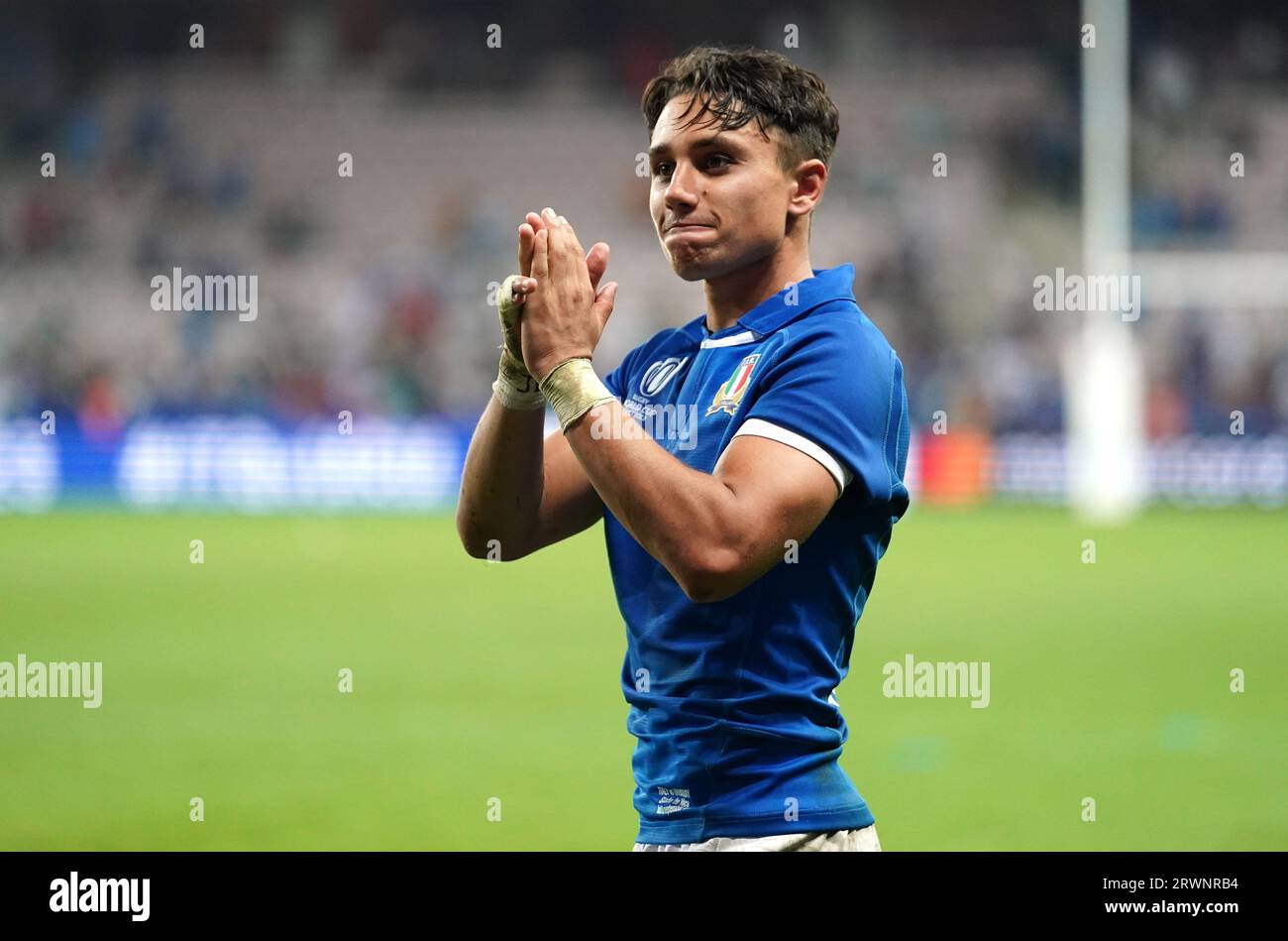 Italy's Ange Capuozzo after the Rugby World Cup 2023, Pool A match at ...