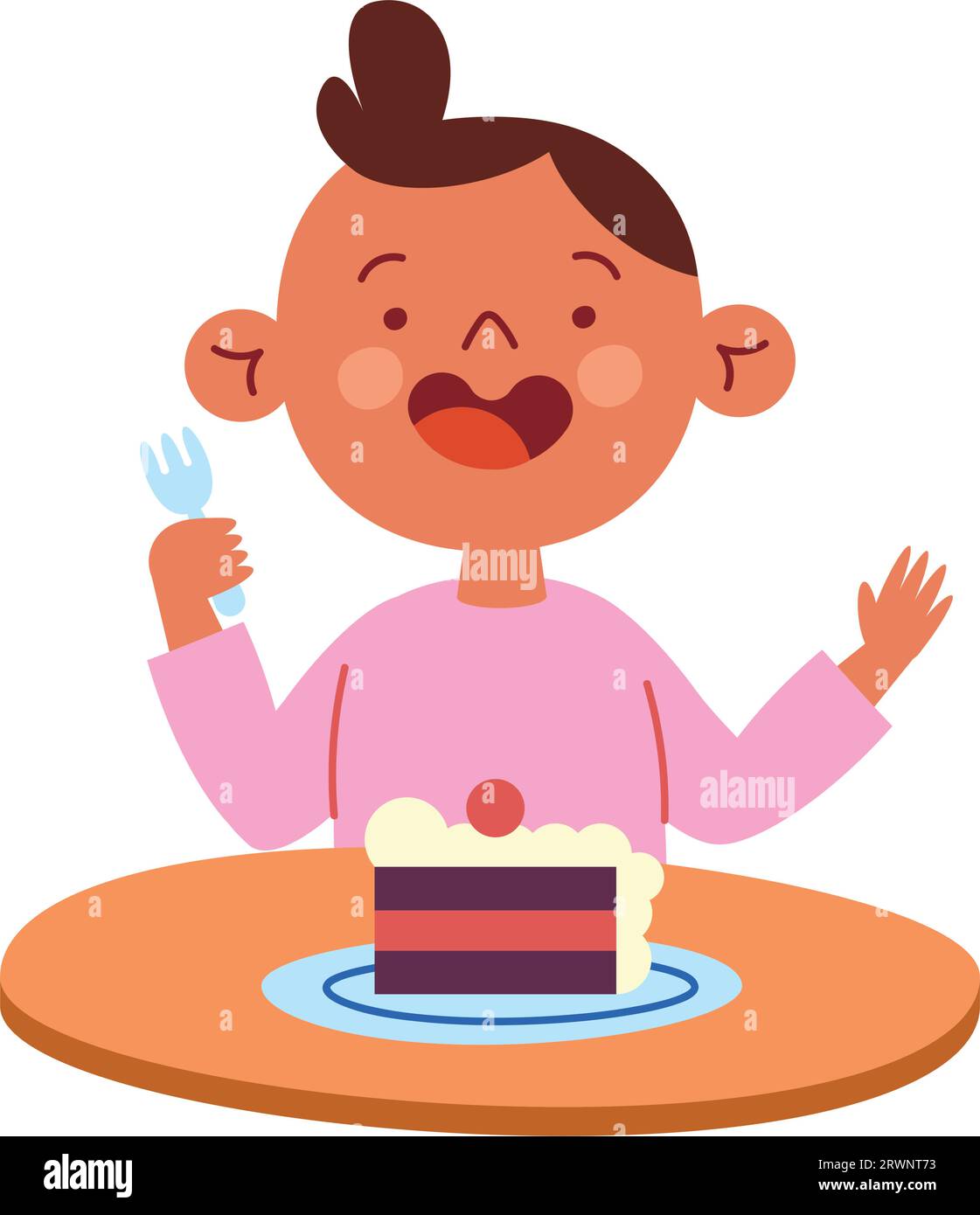 kid eating cake vector isolated Stock Vector Image & Art - Alamy
