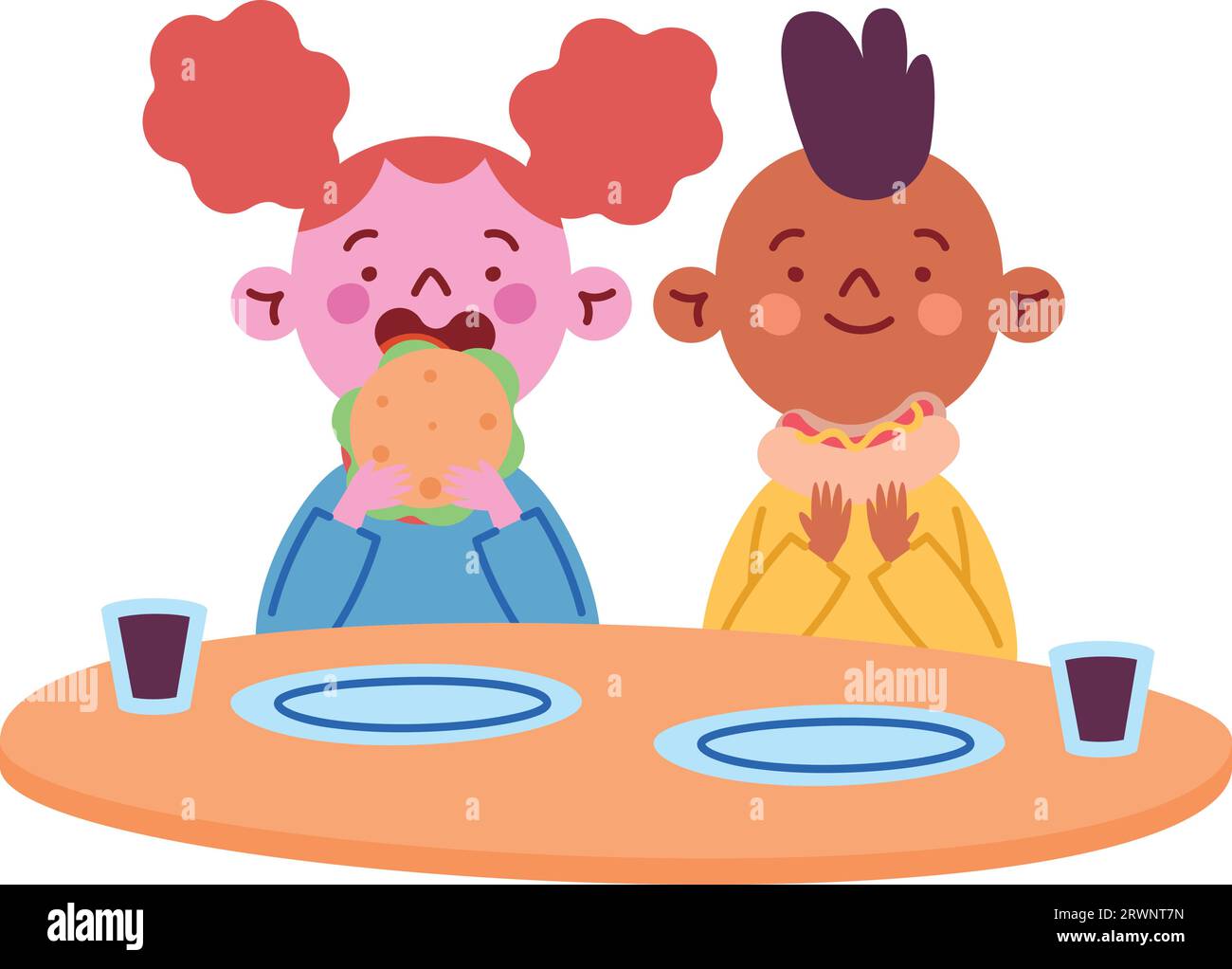 kids eating food vector isolated Stock Vector Image & Art - Alamy