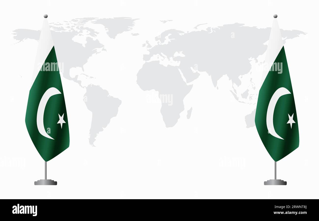 Pakistan and Pakistan flags for official meeting against background of world map Stock Vector ...