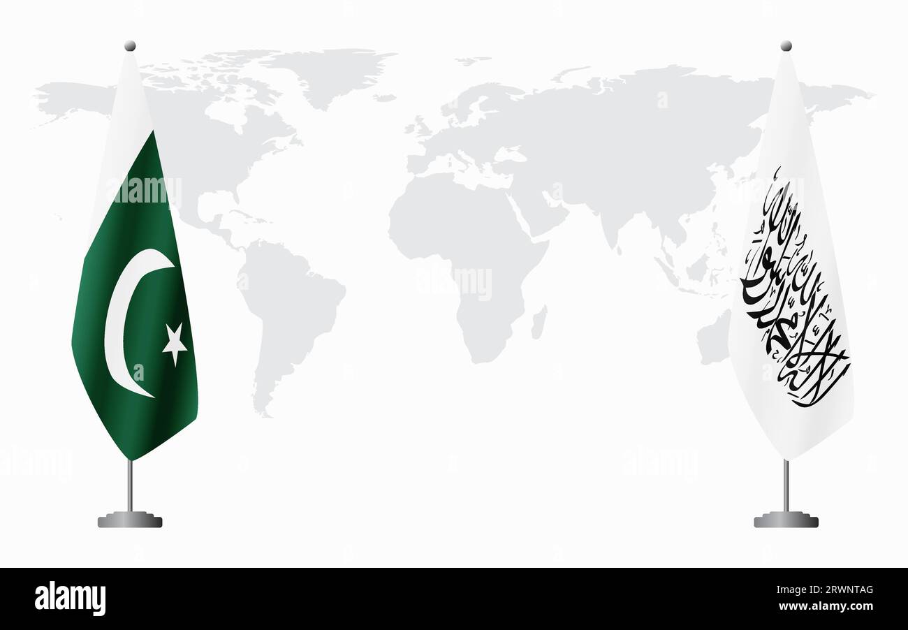 Pakistan and Afghanistan flags for official meeting against background ...