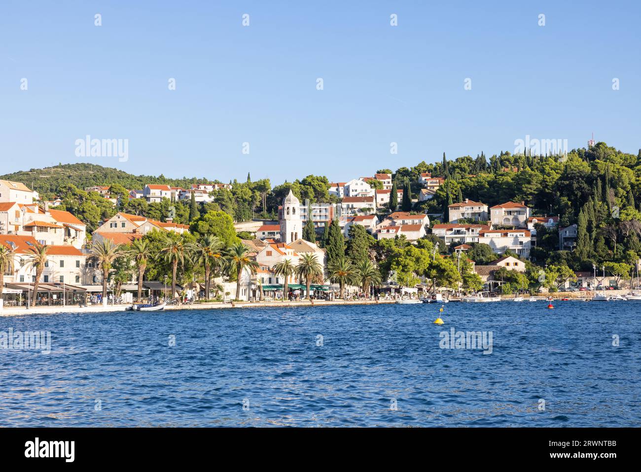 The promenade of Cavtat, Croatia, in the Dalmatia region ...