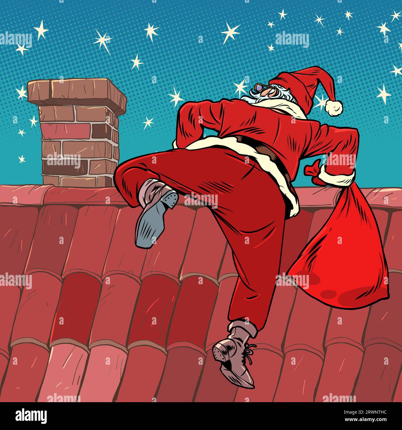 Climbing the roof Stock Vector Images - Alamy