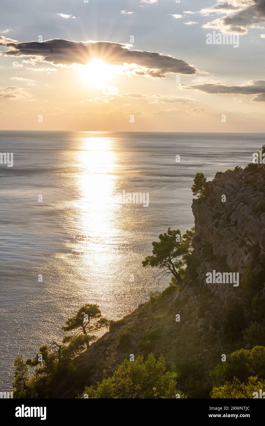 Sunset at the Dalmatian steep coast near Radovcici, Croatia Stock Photo ...