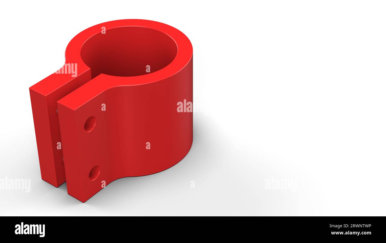 Clamping Shaft Coupler. Red metal part. 3d render. Isolated on white ...