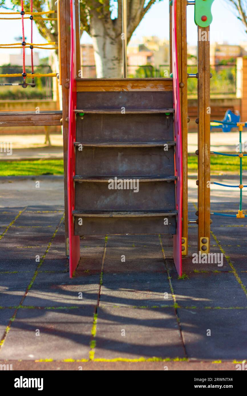 Steps leading up to a playground installation Stock Photo - Alamy