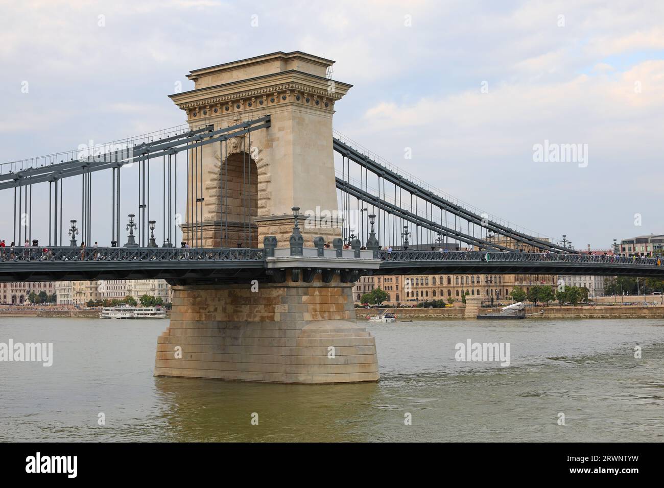 Famous Landmark called Szechenyi Chain Bridge in Budapest Hungary in ...