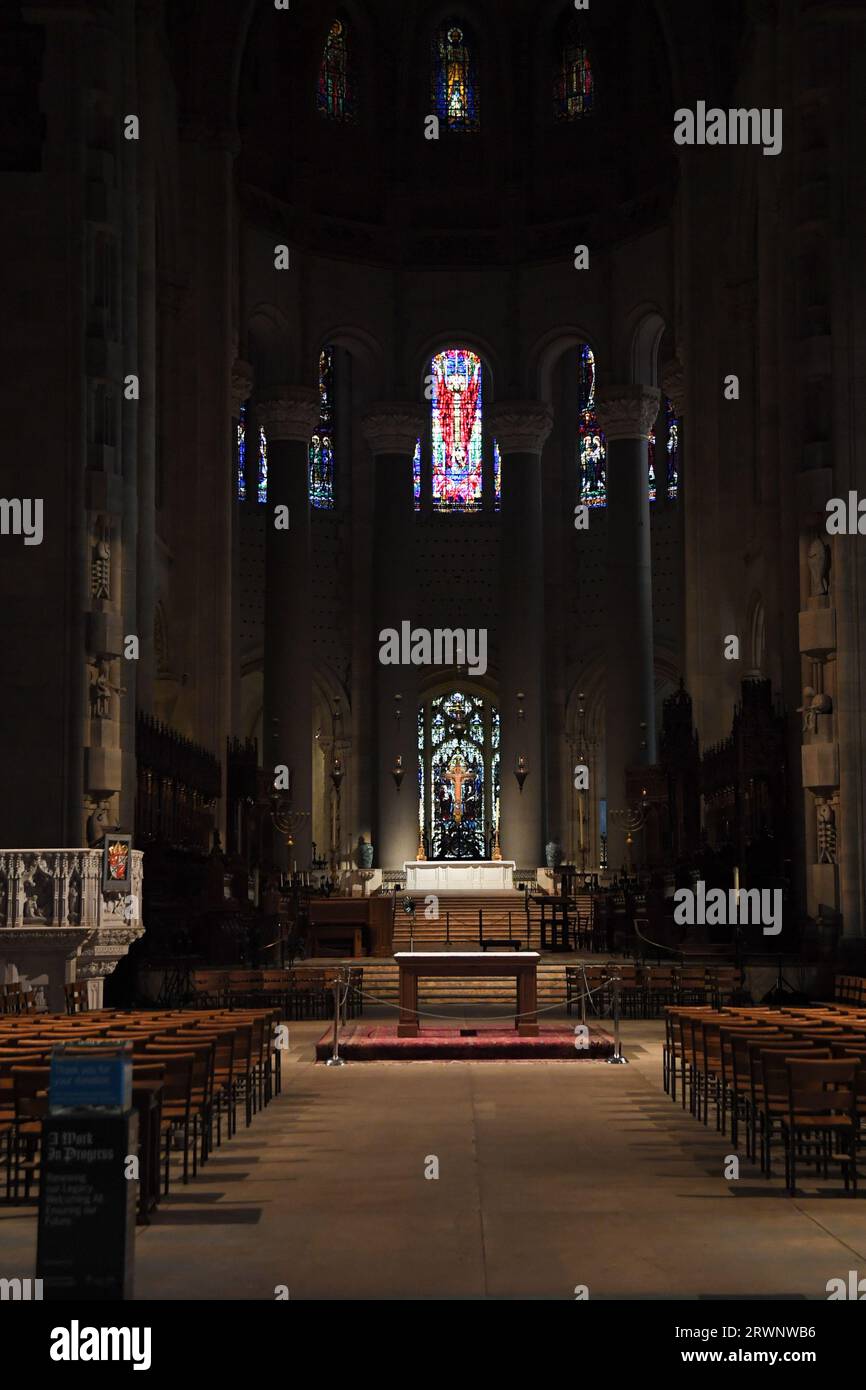 New York, USA. 20th Sep, 2023. A view of the stained glass window ...