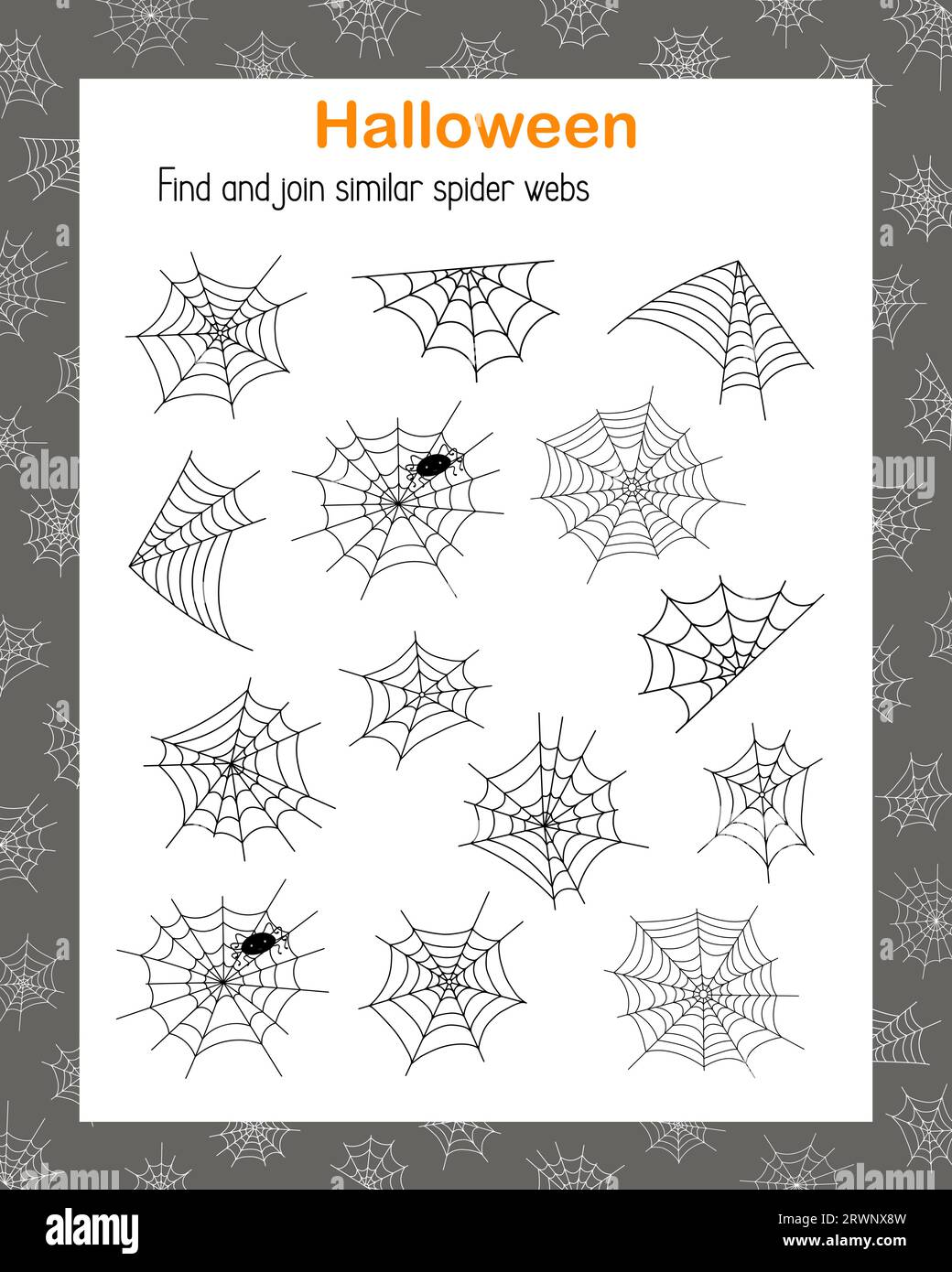 Find and join similar Halloween spider webs educational activity for ...