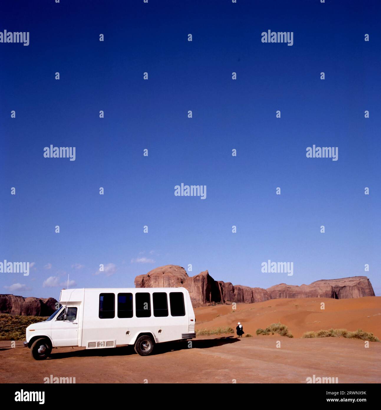 Tourist bus parked nearby attraction point on sightseeing tour in ...
