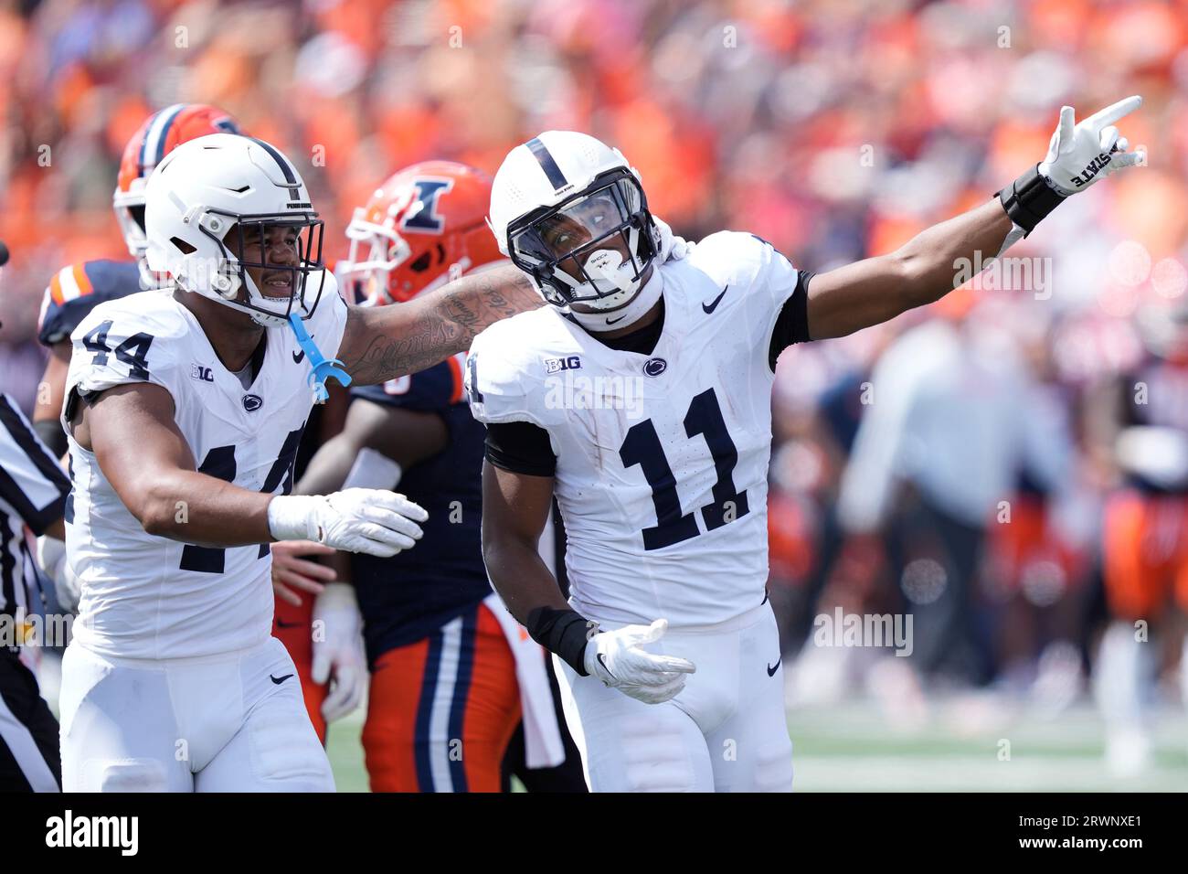 Penn State linebacker Abdul Carter (11) celebrates his interception of ...