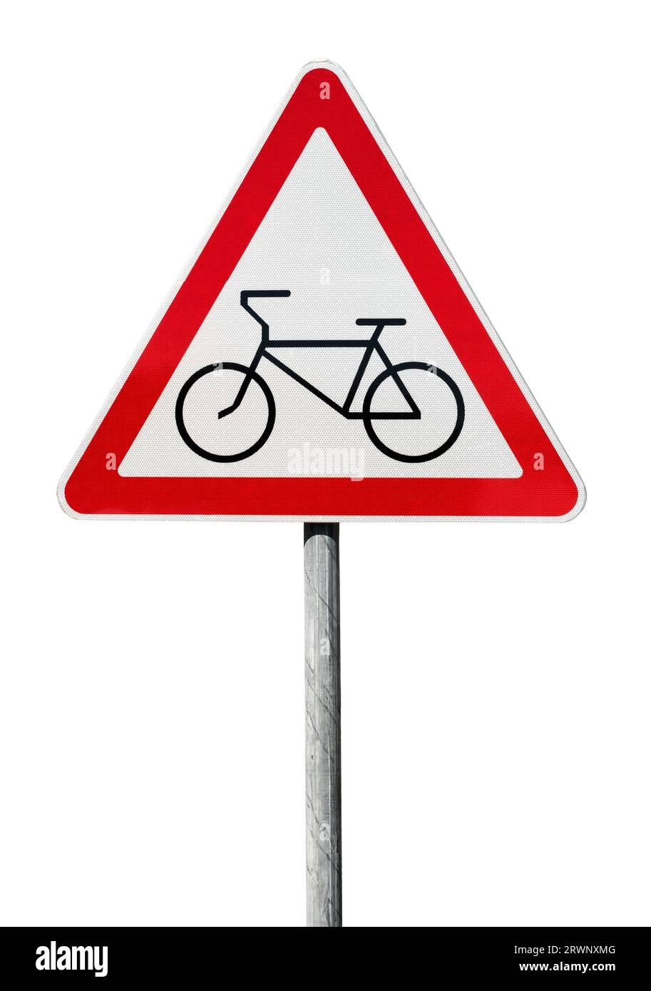 Road sign bicycle road on a white background. Cyclist Stock Photo - Alamy