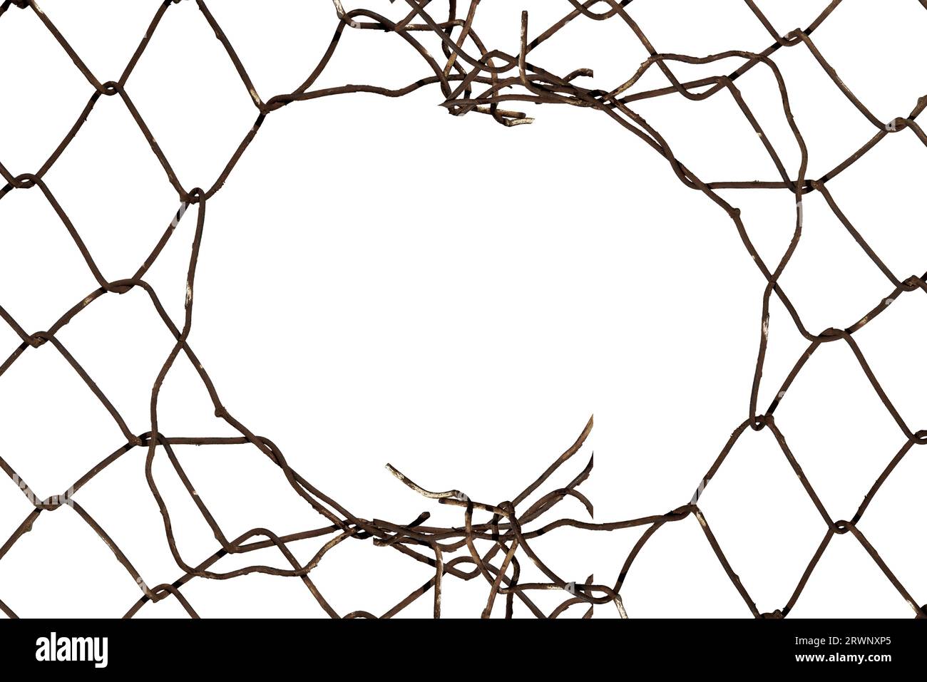 The texture of the metal mesh on a white background. Torn steel, metal ...