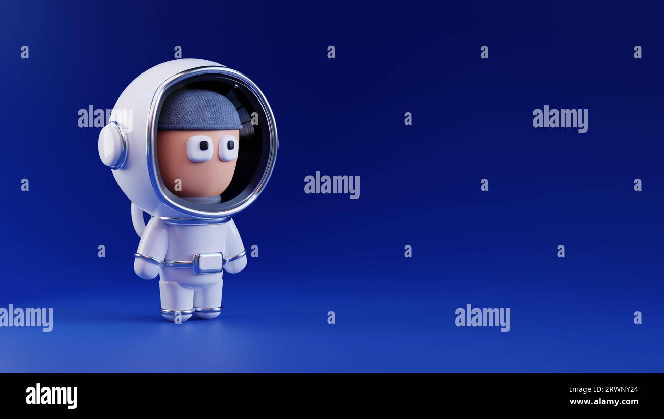 Astronaut, cartoon character of a researcher in a white space suit with ...
