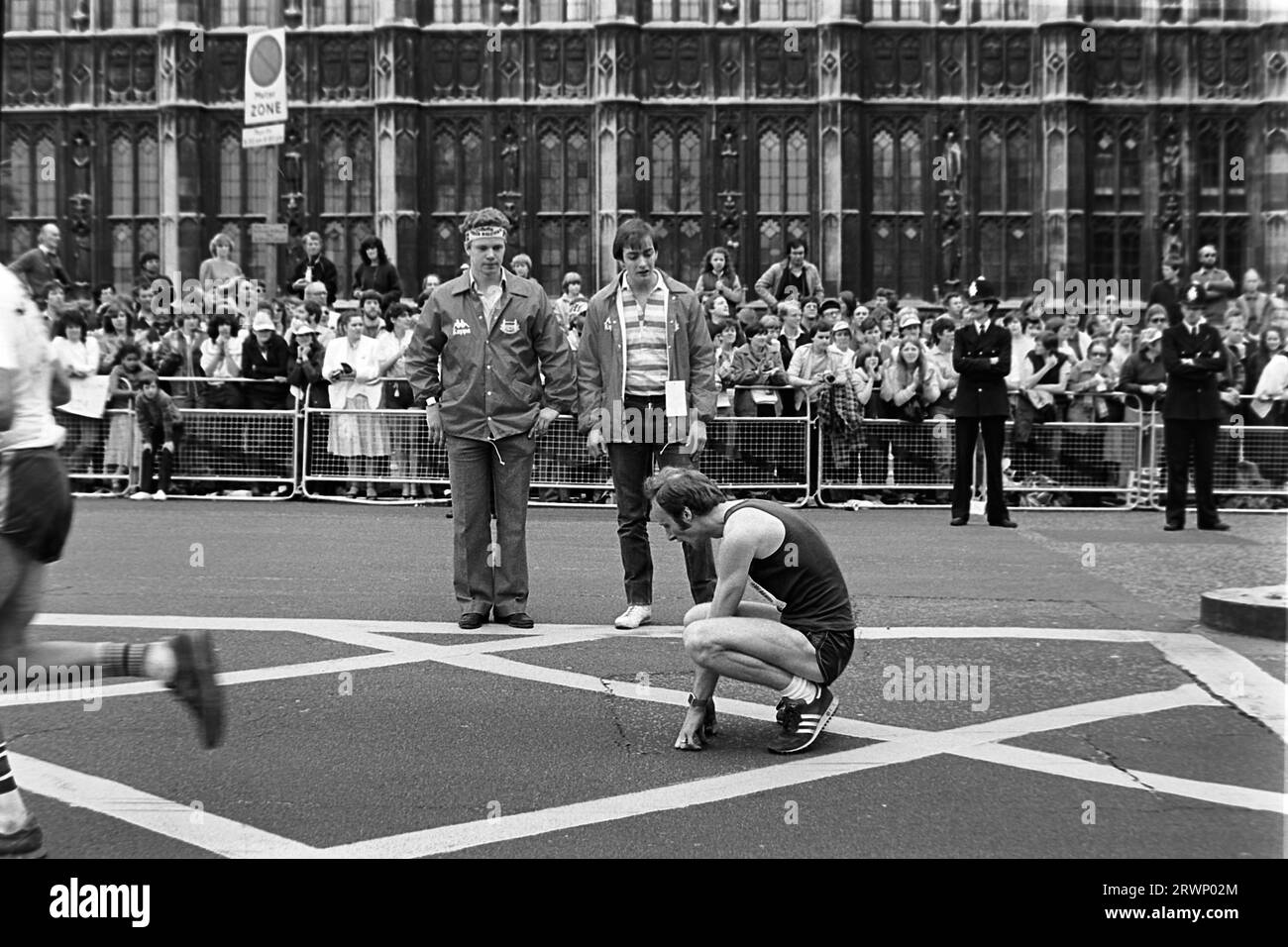 Runner struggles to complete the 1982 London Marathon Stock Photo - Alamy