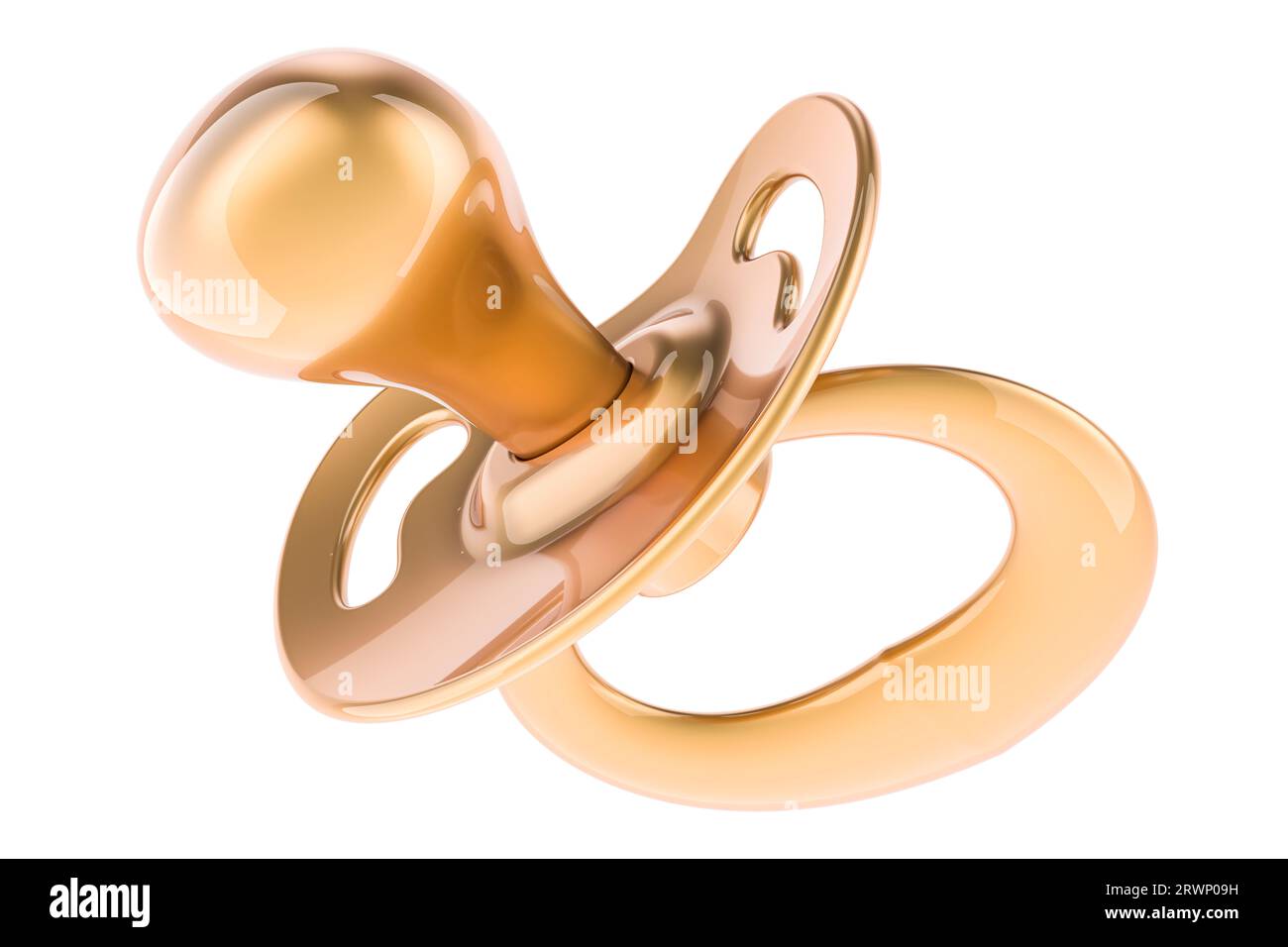 Golden baby pacifier, 3D rendering isolated on white background Stock ...